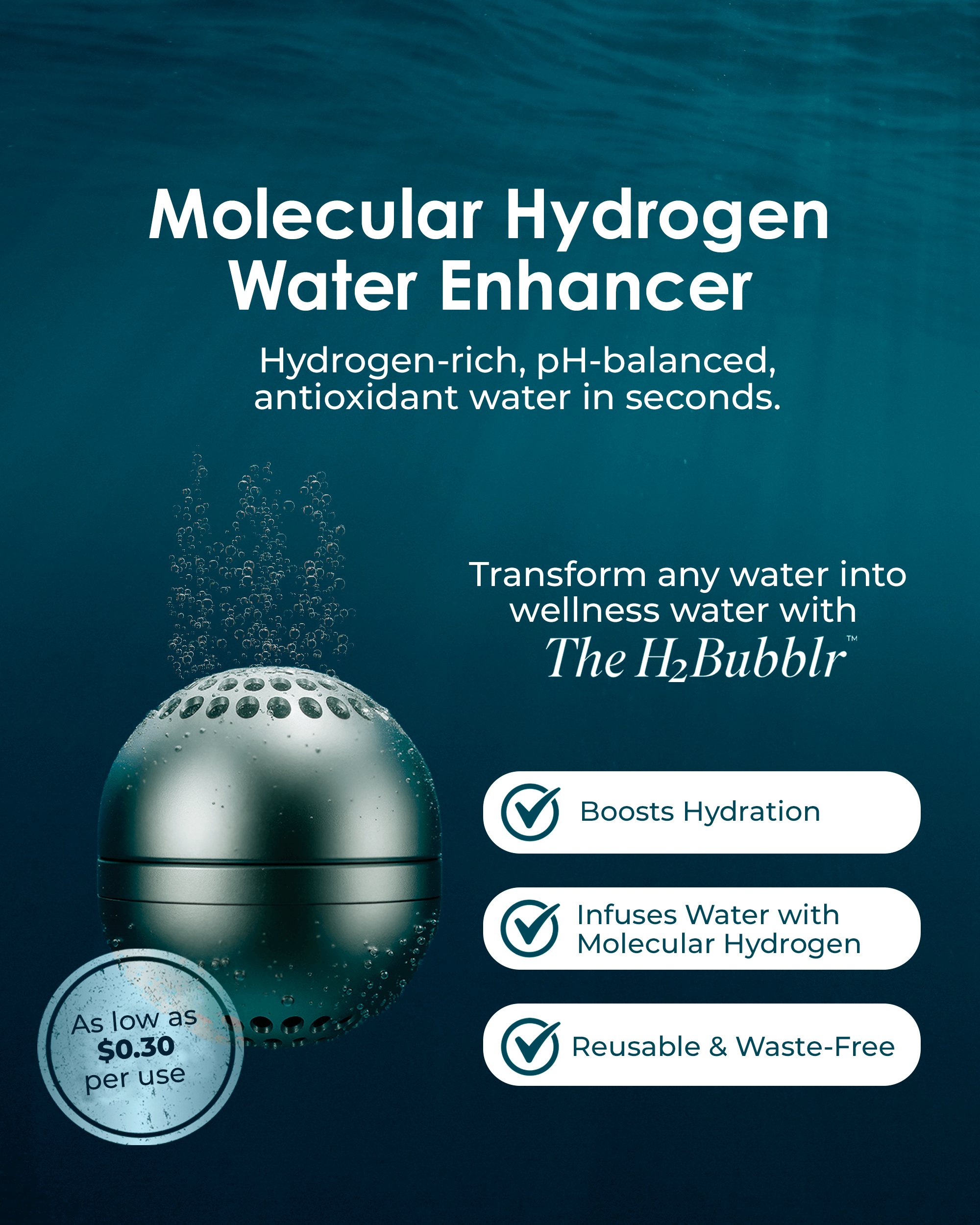 H₂Bubblr | Universal Hydrogen Water Enhancer by DYLN